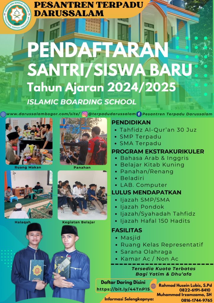 Penerimaan Santri/Siswa Baru 2024-2025 – Pesantren Terpadu Darussalam